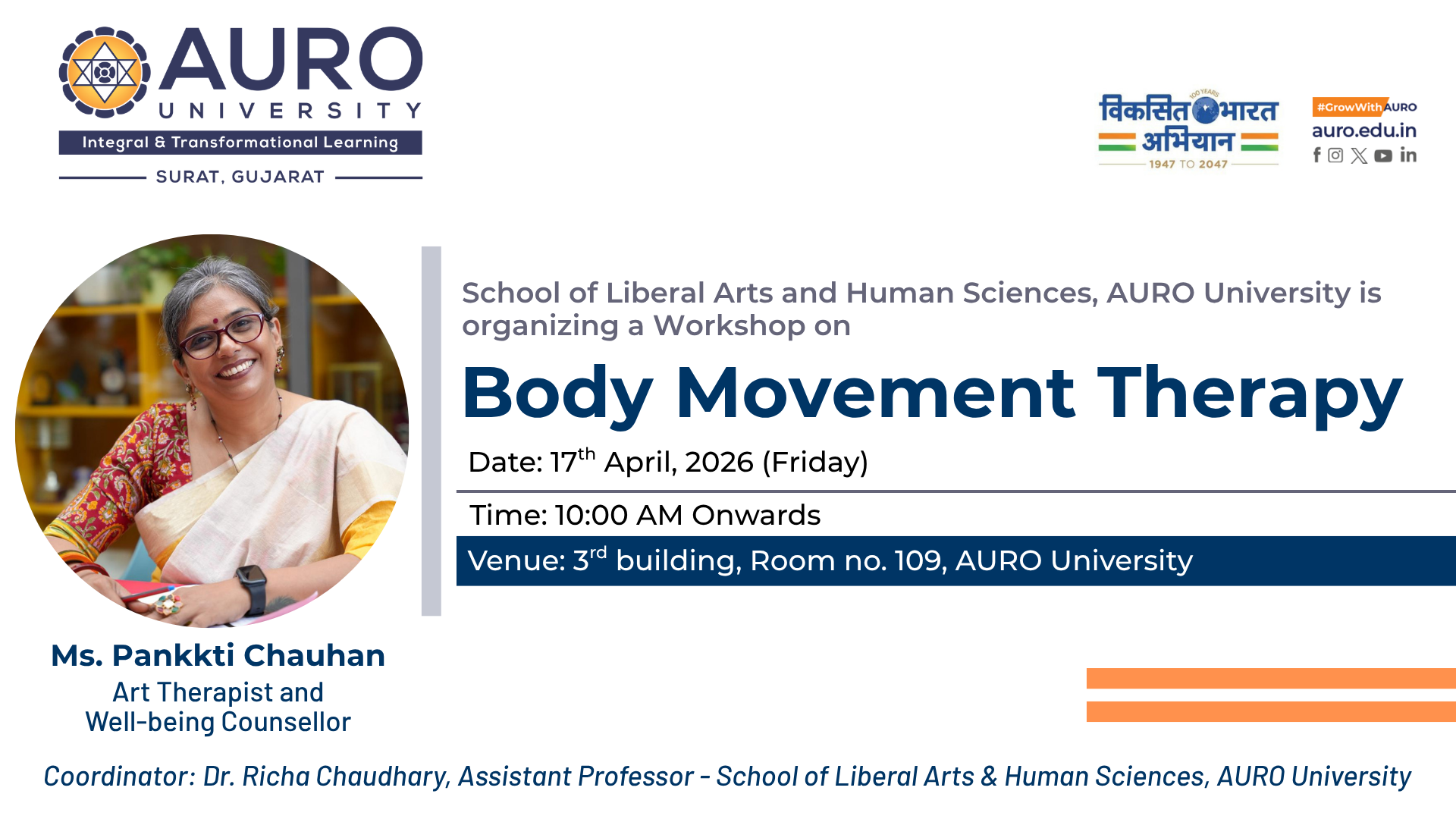 Workshop on Body Movement Therapy - Auro University